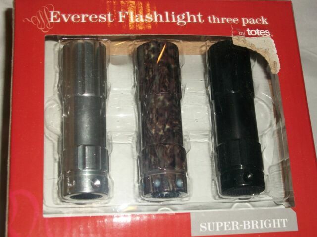 Totes Isotoner Everest Super Bright Flashlight Travel 3 Silver Black ...