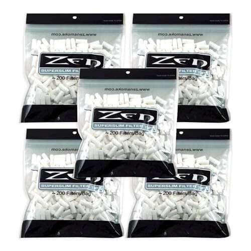 Zen Filter Tips SuperSlim - Cigarette Filters for Rolling (5 Bags 1,000 ...