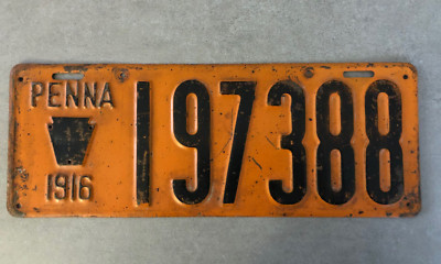 1916 PA Penna Pennsylvania Antique License Plate 197388 | eBay