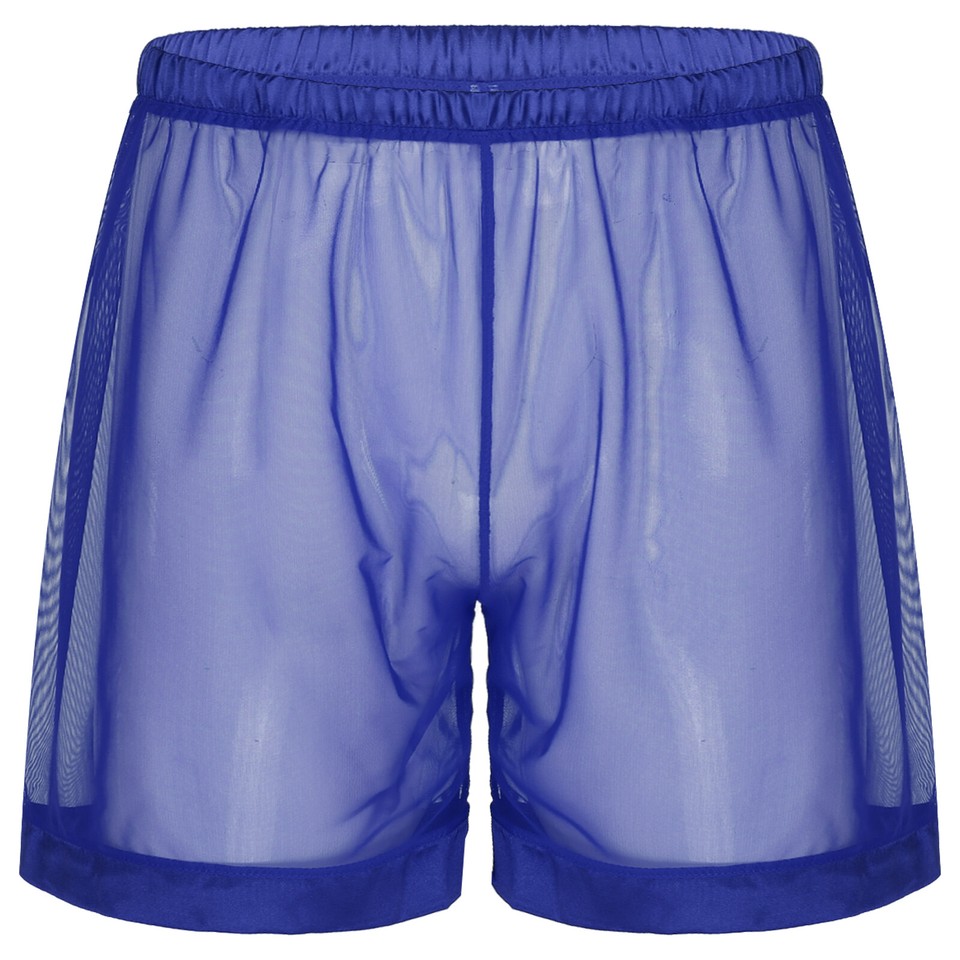 Mens Sheer Mesh Loose See-Through Boxer Shorts Underwear Swim Trunks ...