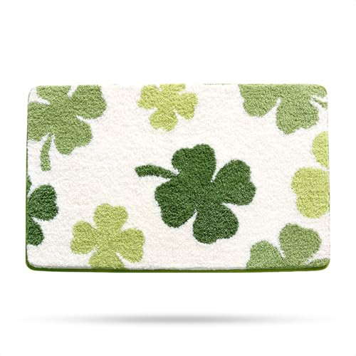 Clover Bath Mat, Bathroom Rug Non-Slip Soft Shower Rug Microfiber Cute ...