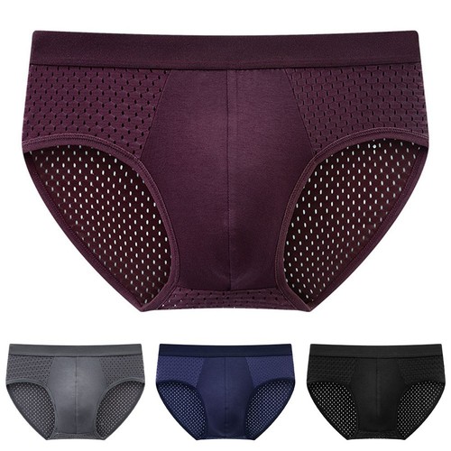 Men's Breathable Underwear Soft Ice Silk Mesh Briefs Available in 4 ...