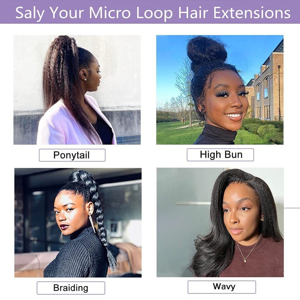 16"-26" Kinky Yaki Micro Pre Loop 100% Remy Human Hair Extension ...