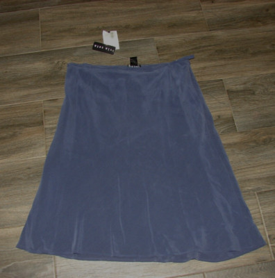NWT VIA SETA Blue Skirt 100% Silk Size 14 | eBay