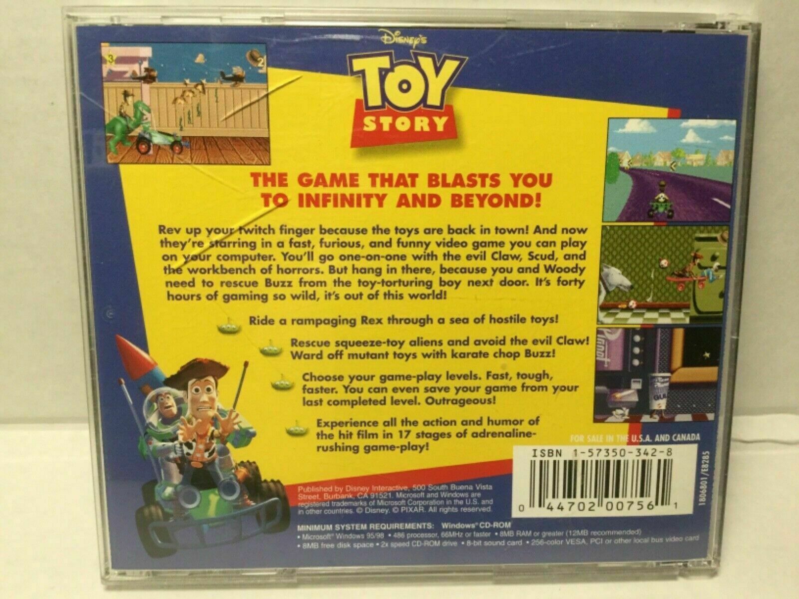 TOY STORY Power Play Action Game (PC CD-ROM Disney 2001) DISC IS MINT ...