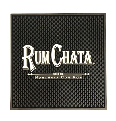 RUM CHATA Rubber Bar Mat 12 Inch Square Spill Catch Textured Mat, Black ...