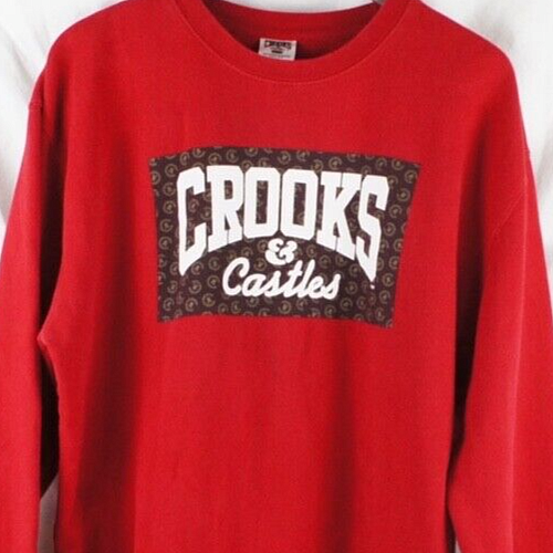 Crooks & Castles Greco Box Logo Crown Red Crew Neck Pullover Sweatshirt ...