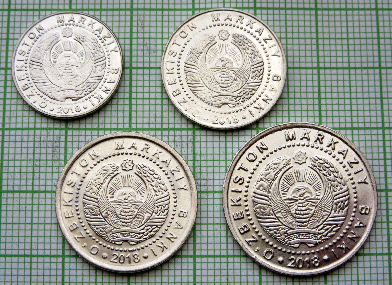 UZBEKISTAN 2018 4 COINS SET - 50, 100, 200 & 500 S'OM UNC yes we ...