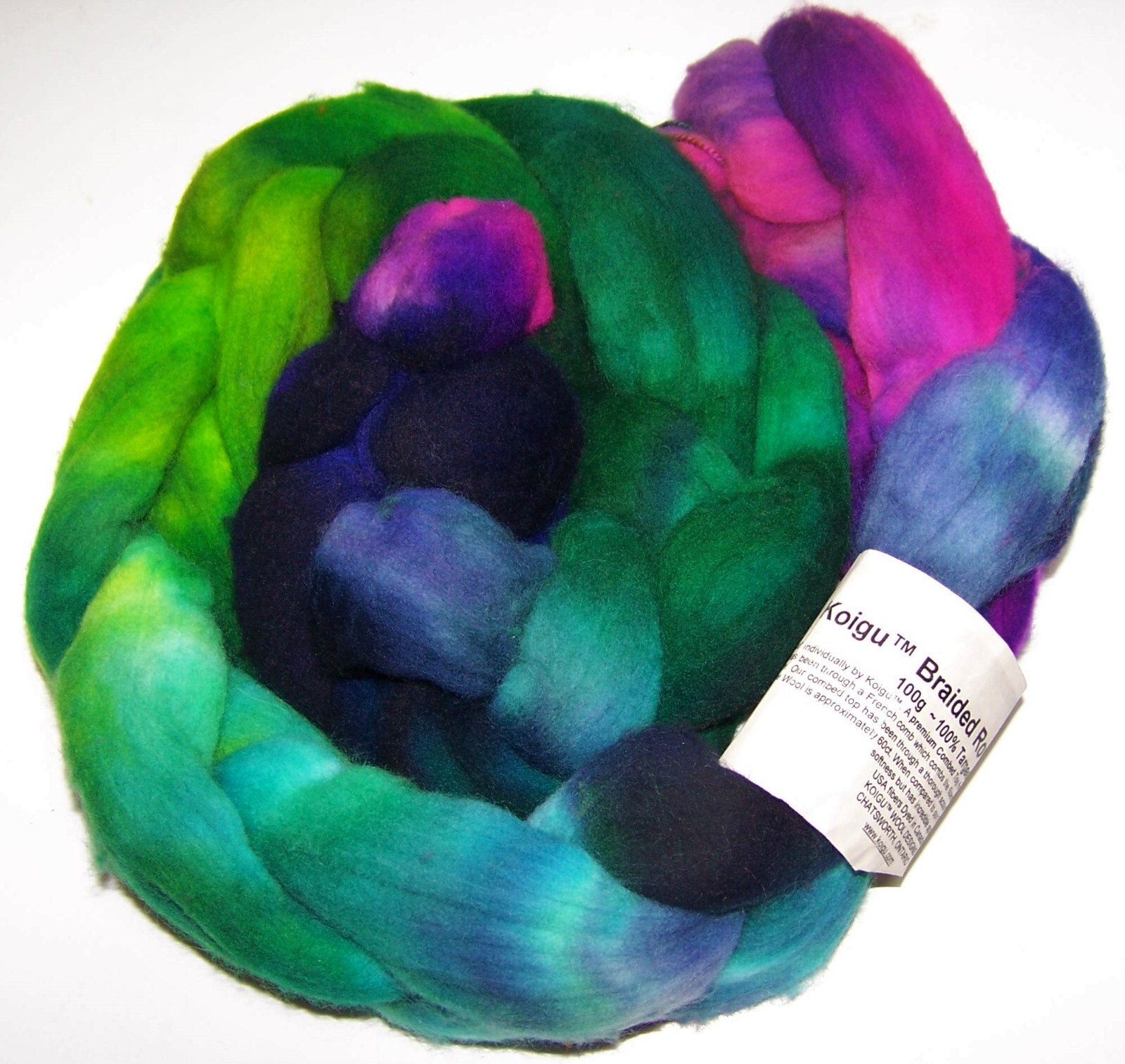 100gm KOIGU BRAIDED ROVING 100% Handpainted Targee Wool #1 | eBay