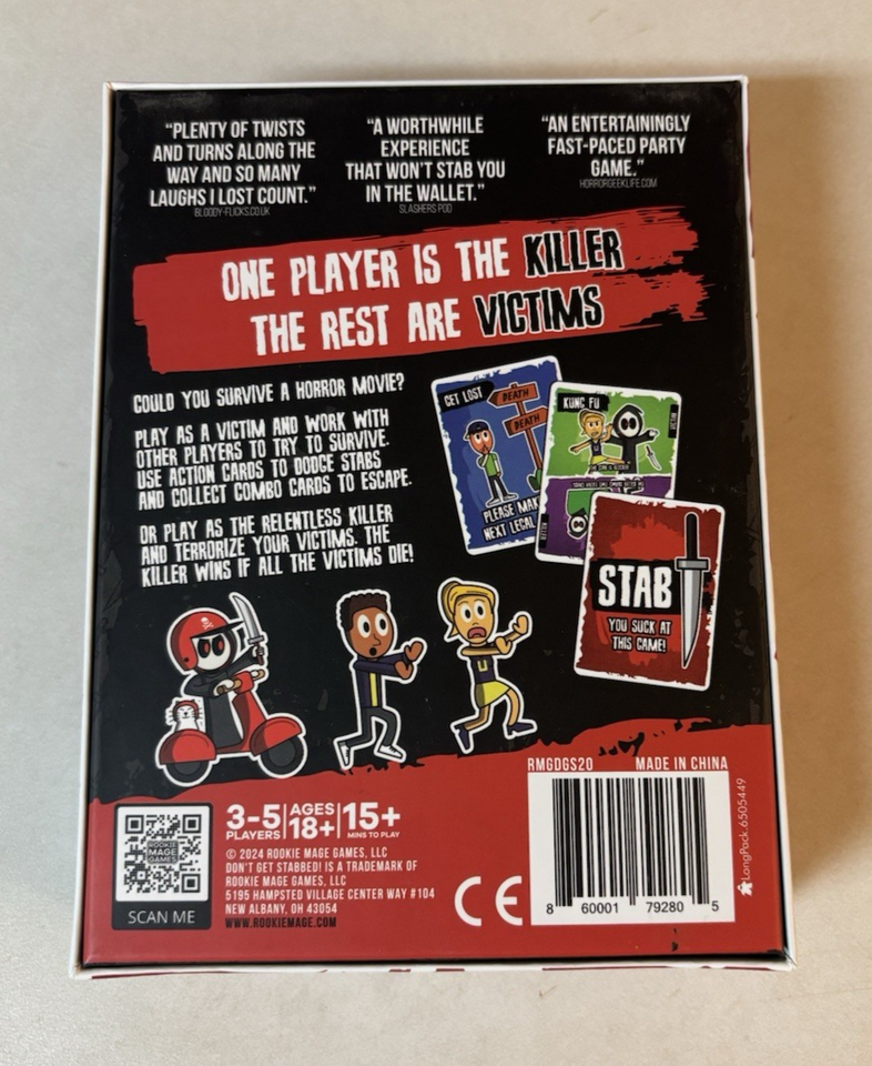 Don't Get Stabbed! The Card Game - Rookie Mage Games (Opened) Adult ...