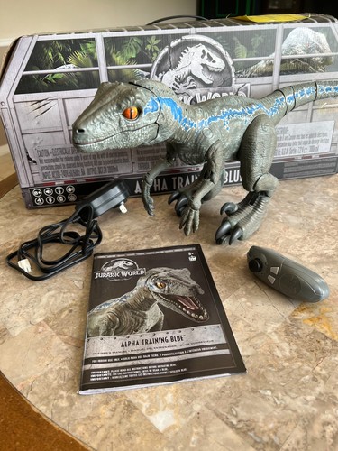 Rare Jurassic World Alpha Training Blue Dinosaur with Remote Charger ...