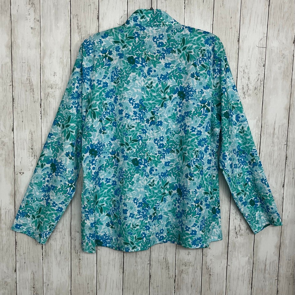 Croft & Barrow Blue Green Floral Lightweight Wicking Long Sleeve Zip Up ...