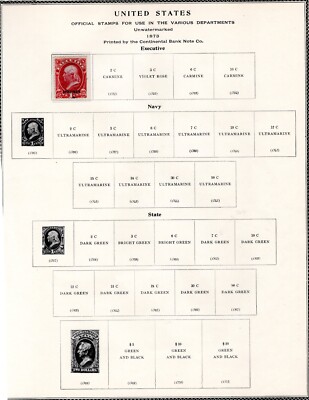 US Stamp Collection- Official stamps on 2 album pages (J55) | eBay