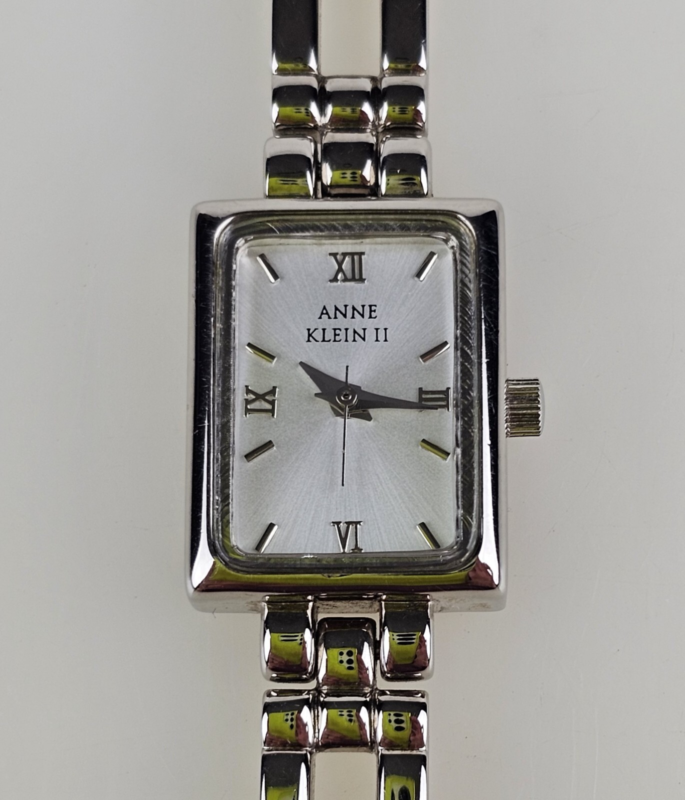 Anne Klein II Tank 10/4737 753H Silver Tones Woman's Wrist Watch Tested ...