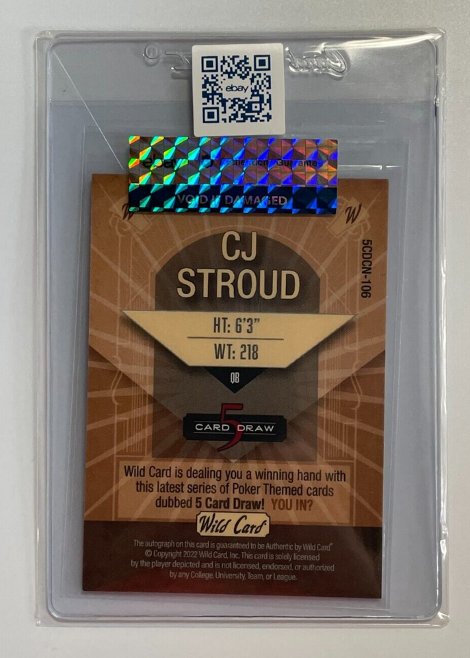 CJ STROUD 2023 Wild Card 5 Card Draw ⚡Gold Foil⚡ Rookie/Auto/Autograph ...