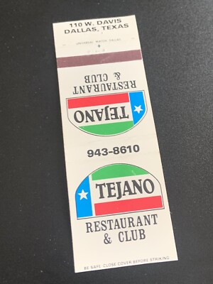 Vintage Texas Matchbook: “Tejano Restaurant” Dallas, TX | eBay