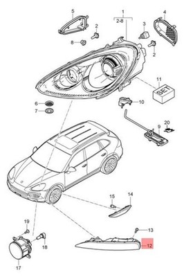 Genuine PORSCHE Cayenne 92A Additional Headlight Left 95863118100 | eBay