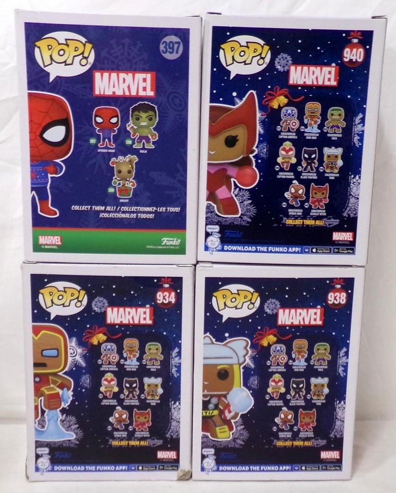 Funko Pop Marvel Holiday Gingerbread Lot Spider-Man Iron Man Thor ...