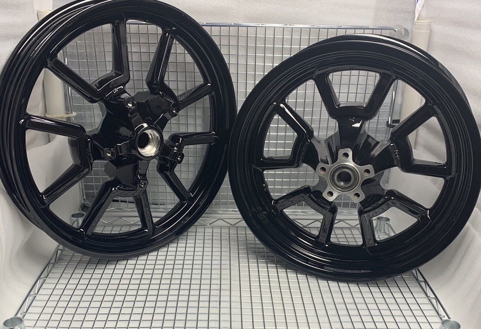 HARLEY RIMS DYNA LOW RIDER LOW RIDER S CUSTOM GLOSS BLACK OEM WHEELS ...
