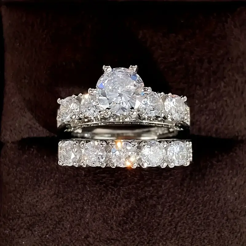 Fashion Round White Cubic Zirconia Wedding Engagement Rings For Women ...
