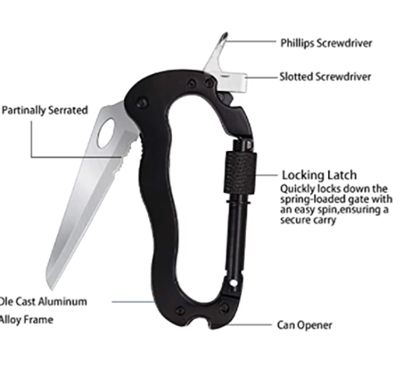 Multi tool carabiner , Knife carabiner with Multi tools ,Screw Driver ,Carabiner | eBay