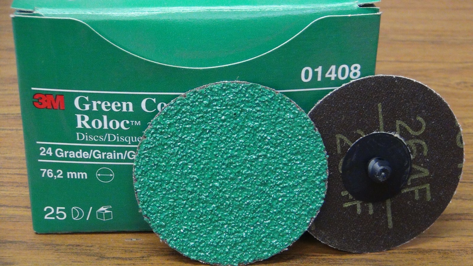 3M™ 01408 Green Corps™ Roloc™ Disc 3M 1408 3 inch, 24YF Grit , 25 discs ...