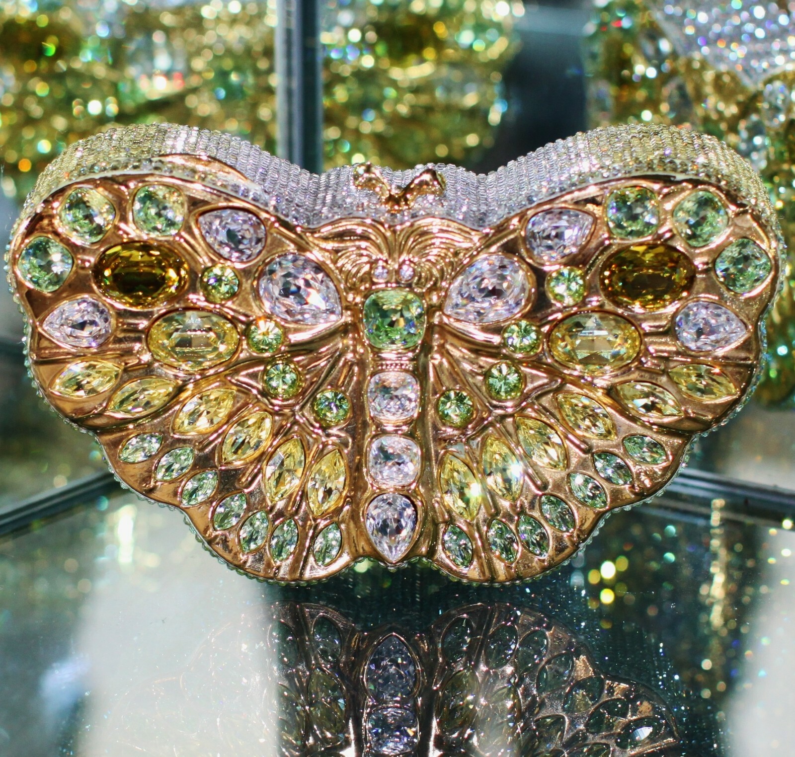 JUDITH LEIBER SWAROVSKI CRYSTAL CELESTRINA GOLD BUTTERFLY BAG ...