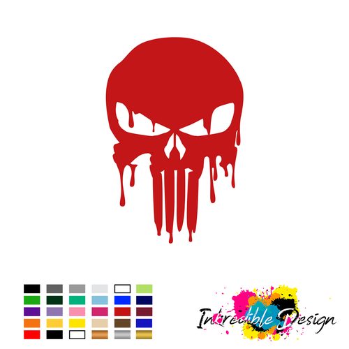 Punisher Bleeding Skull Vinyl Sticker Decal Window Car Bike 6cm x 9cm ...
