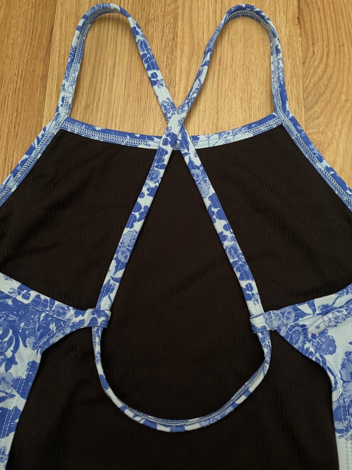 JOLYN 26 EVERGREEN Brandon Fixed Back Blue Flowers Swimsuit One Piece ...