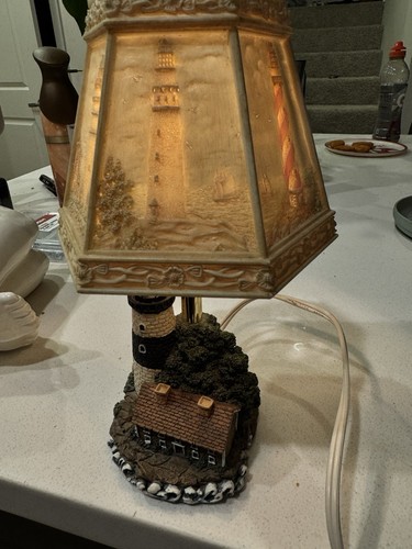 Vintage Ocean Lighthouse Lamp 6-Sided Lithophane Shade depicting 3D ...