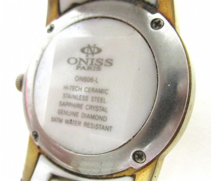 Vintage Oniss Paris White Ceramic Watch Model ON606-L~4 REAL Diamonds ...