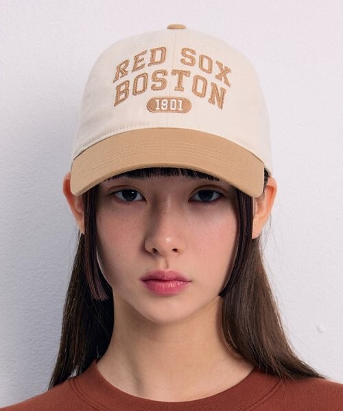 MLB Lettering color scheme unstructured ball cap BOS (D.Beige ...
