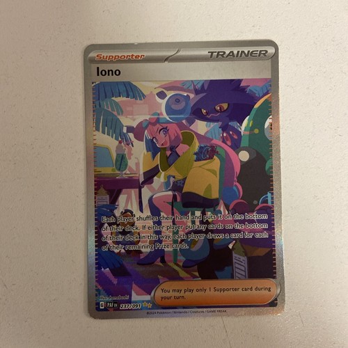 Paldean Fates Iono Full Art Pokémon Trainer Card, SV 237/91 SSP Full ...