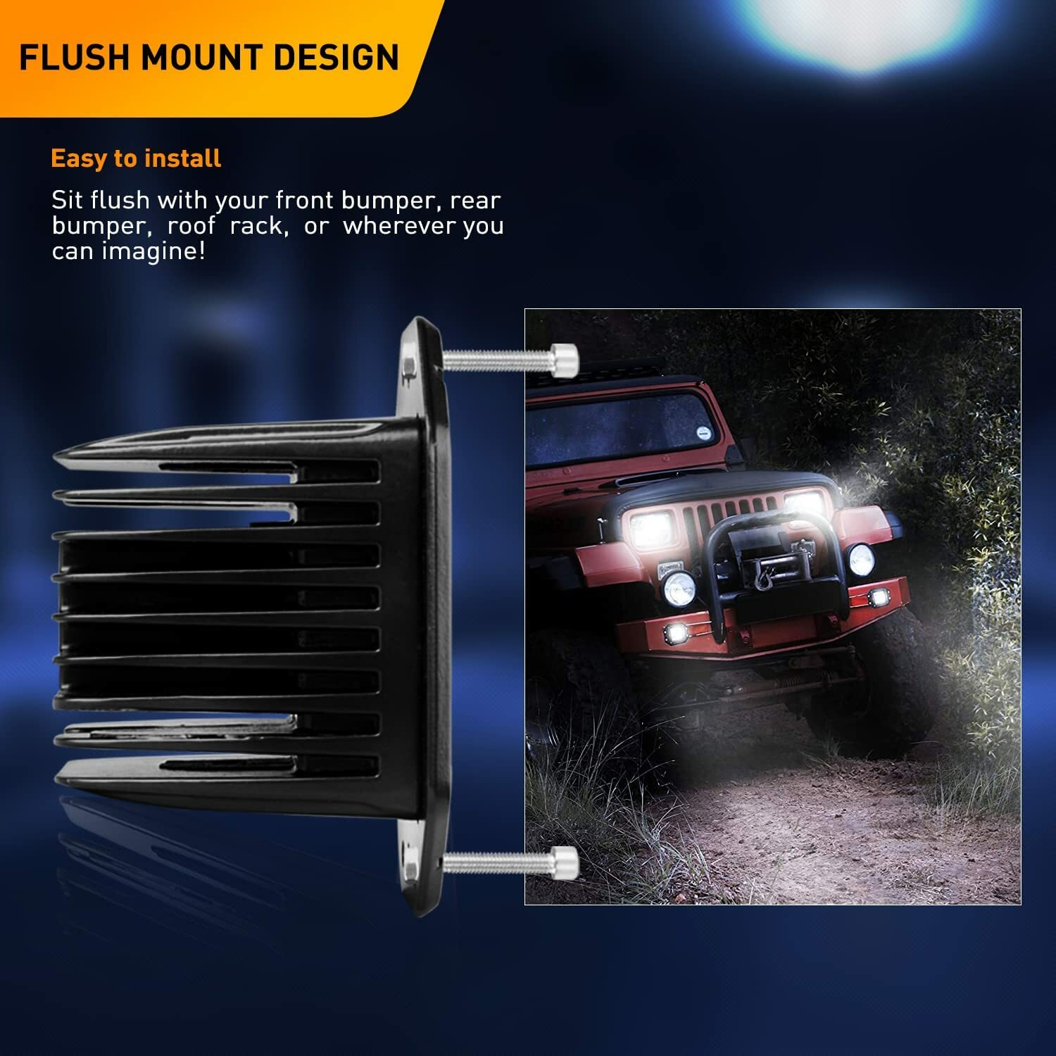 2PCS LED Work Light 18W Flood Beam Pods Flush Mount Off Road Backup ...