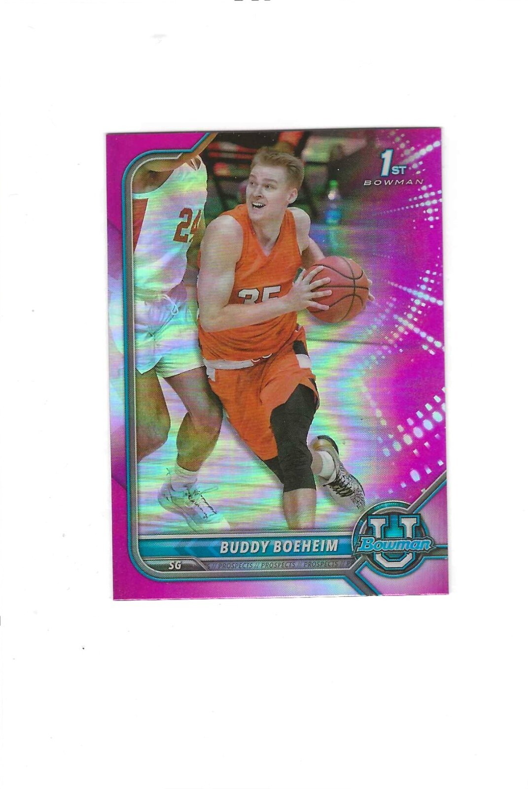 2022 Topps Bowman U University Pink Refractor #51 Buddy Boeheim RC ...