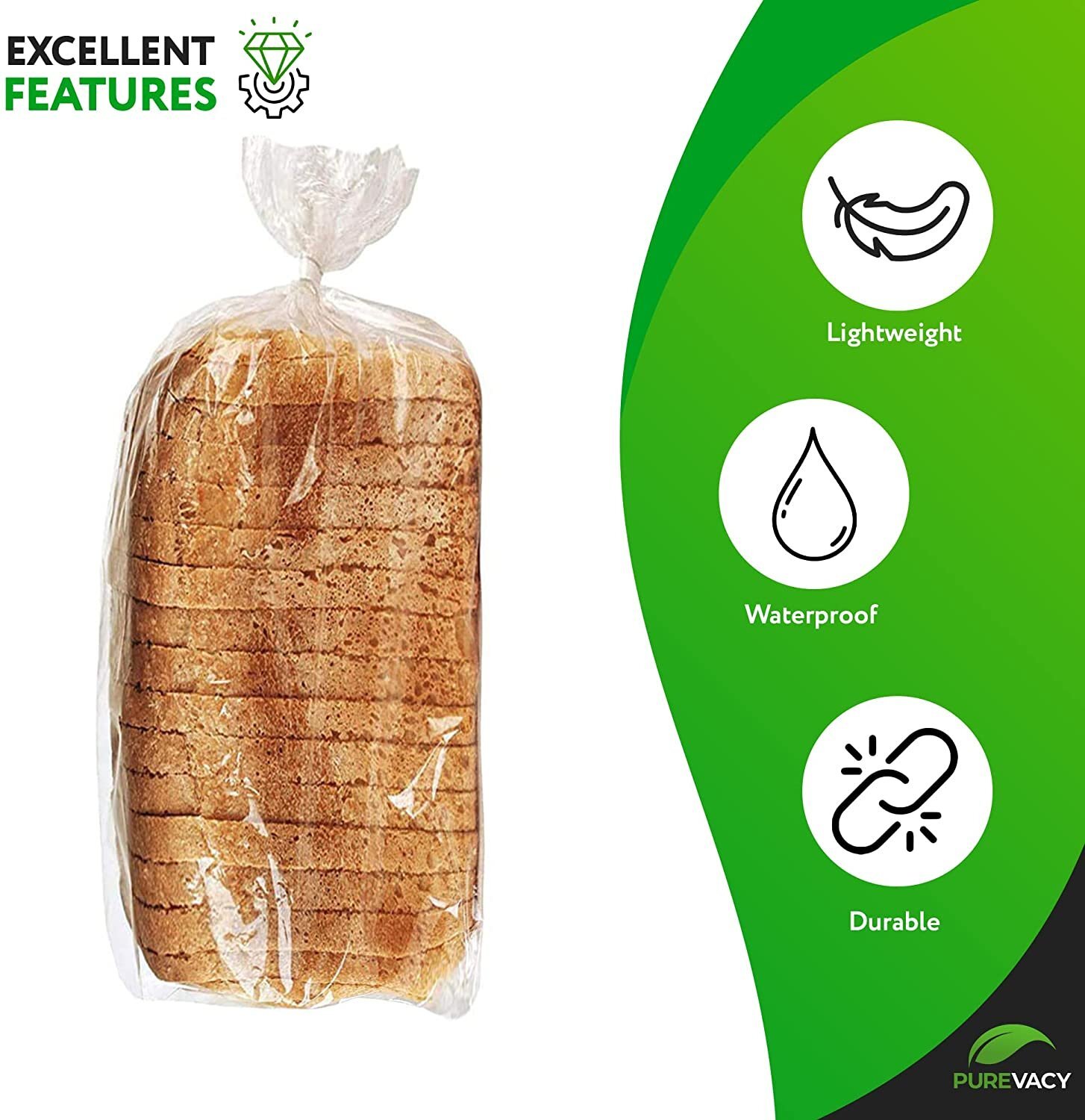 Poly Bakery Bread Bags 5.5 x 4.75 x 19. 1000 Bread Loaf Packing Bags 1 ...