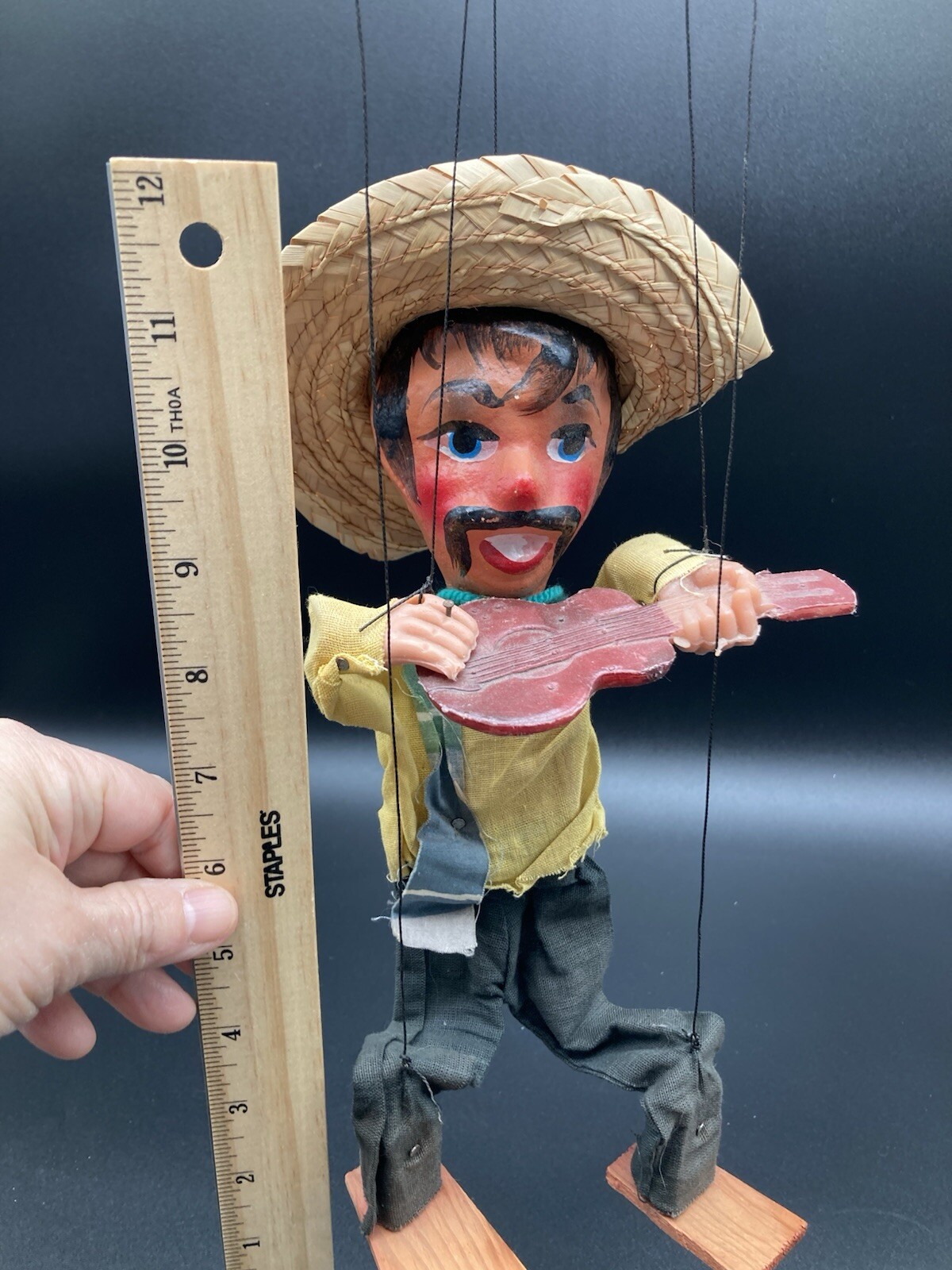 VINTAGE MEXICAN 14” SOMBRERO HAND MADE MARIONETTE STRING PUPPET ...