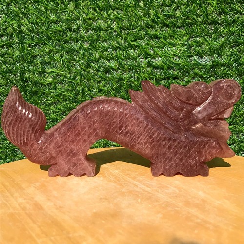 490G Rare Strawberry Crystal Hand Carved dragon Freeform Energy Healing ...