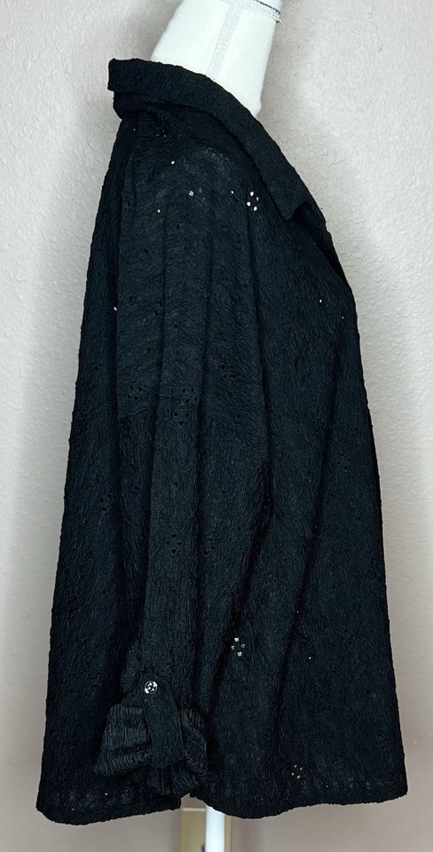 Rio & Rian Women’s Plus Size 3X Black Knit Blouse Top Jacket Roll Tab ...