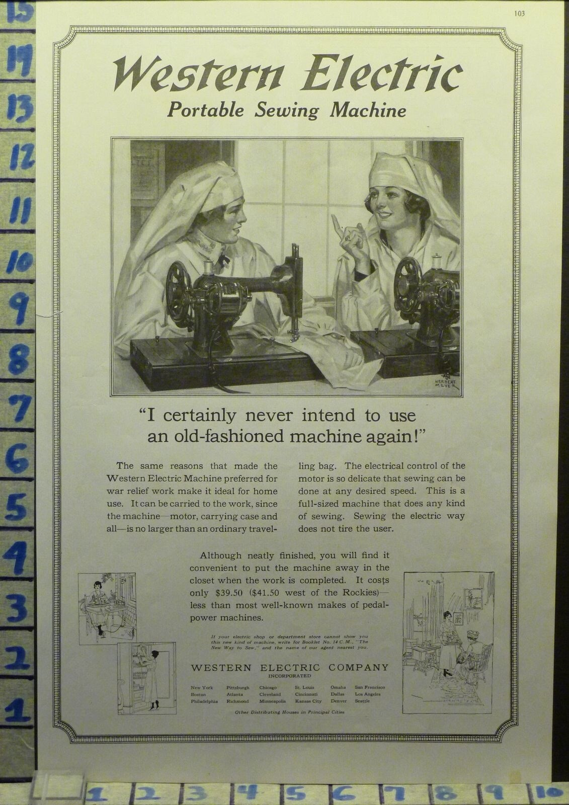 1919 WESTERN ELECTRIC SEWING MACHINE NURSE RED CROSS WAR WOMAN AI01 | eBay