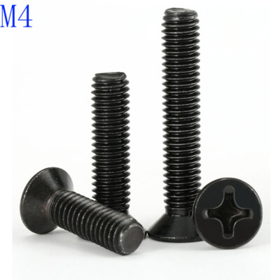 M4 - 0.7 Black 304 Stainless Steel Phillips FLAT HEAD Machine Screws ...