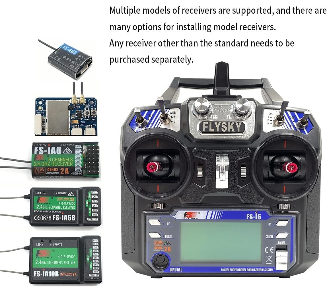Flysky FS-i6 RC Transmitter and Receiver FS-iA6 6 Channels 2.4GHz AFHDS ...