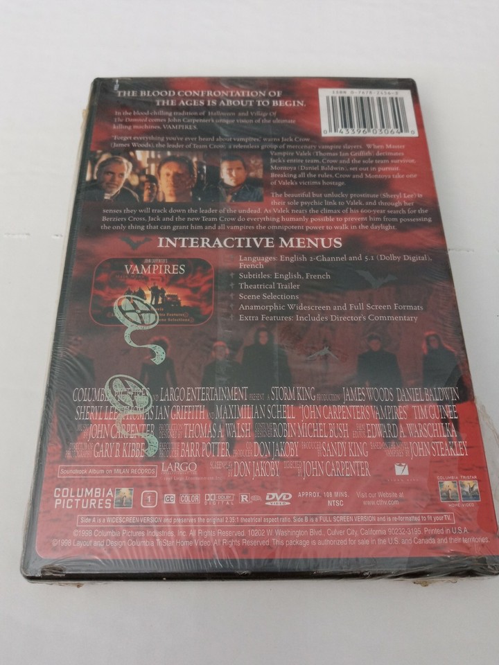Vampires DVD, 1999 Closed Caption Subtitled English French James Woods ...