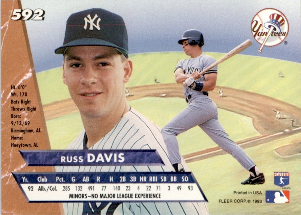 1993 Fleer Ultra #592 Russ Davis Rookie New York Yankees | eBay