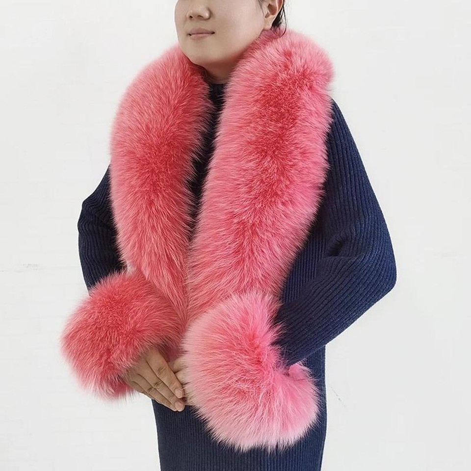 Winter Natural 100% Real Fox Fur Collar Women Neck Warm Scarf Fox Cuffs ...
