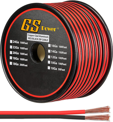 12 Gauge Wire - 100 Foot Copper Clad Aluminum Cable Roll, Red & Black ...