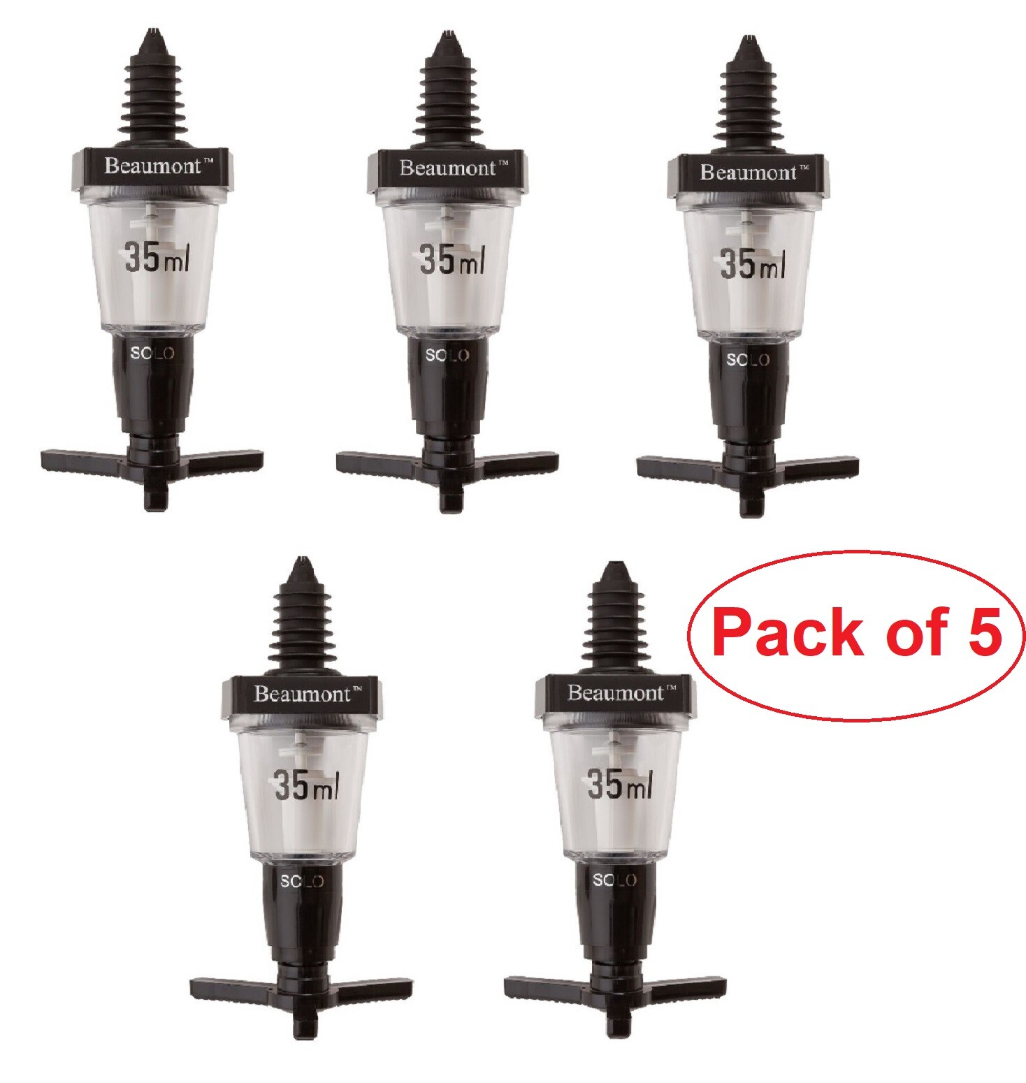 Optics Home Bar Pack of 5 Beaumont Solo Spirit Measure Dispenser 25ml ...