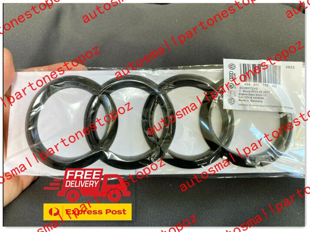 230mm Audi Rings Rear Trunk Boot Emblem Badge Logo Matt Black Q7 SQ7 ...