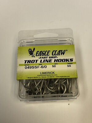 EAGLE CLAW 049SSF-6/0 FAST GRIP TROT LINE HOOKS LIMERICK 50 COUNT | eBay