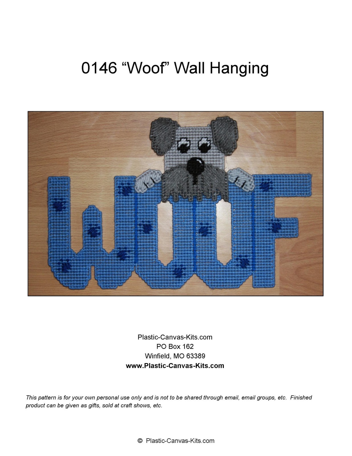 "WOOF" Puppy Dog Wall Hanging-Plastic Canvas Pattern or Kit | eBay